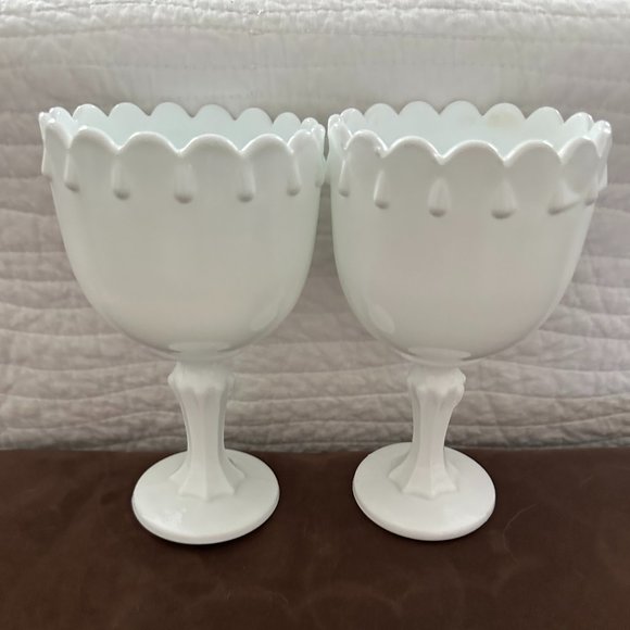Accents | Vintage Milk Glass Goblet Style Footed Compote Tear Drop ...